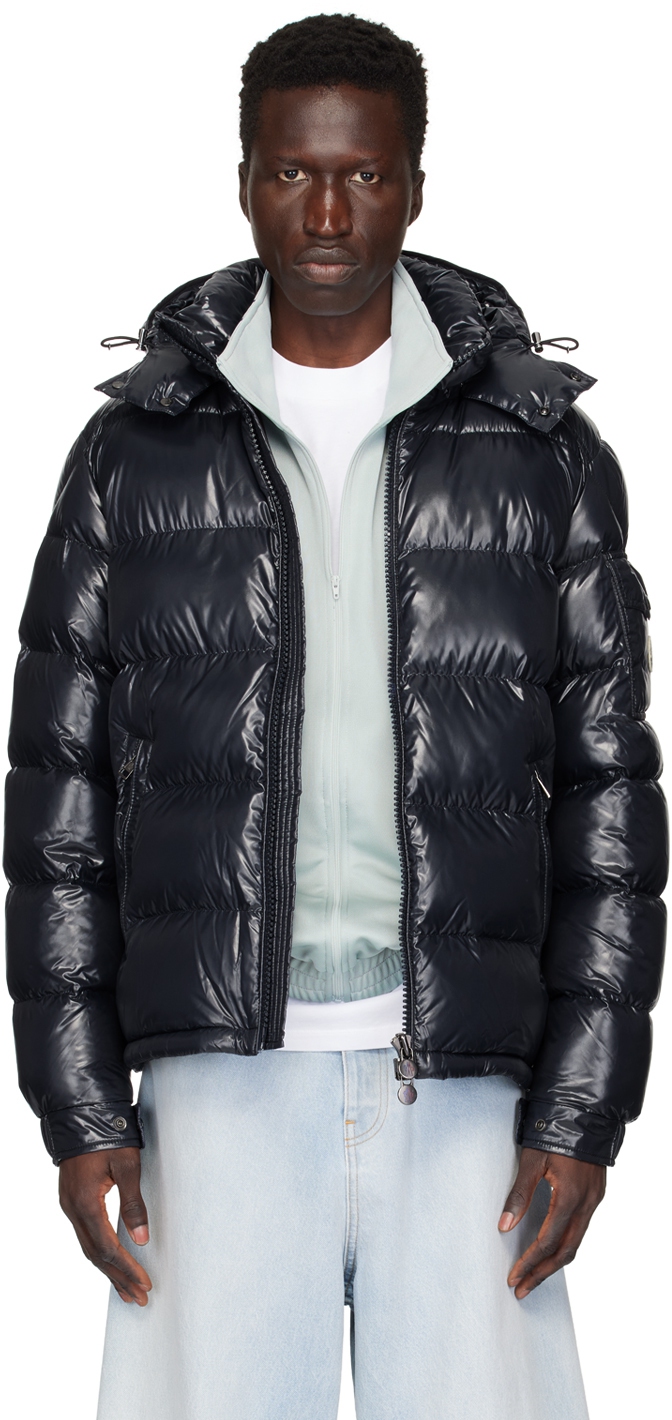 Moncler Navy Maya Short Down Jacket - 742 - Navy Blue | Editorialist
