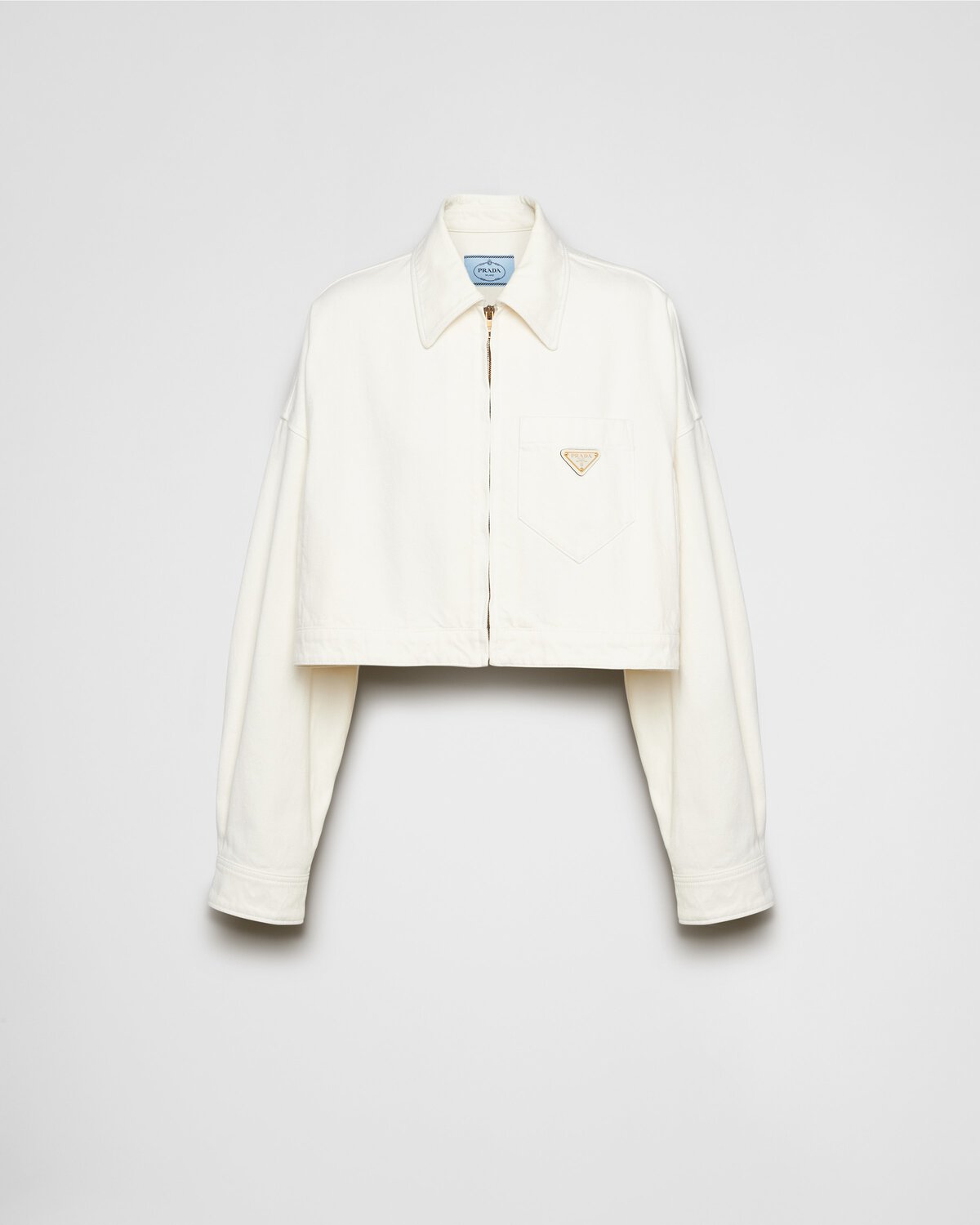 Prada Denim Blouson Jacket - White | Editorialist