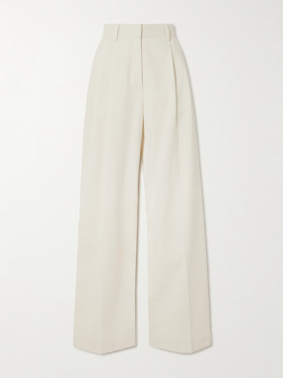 TOTÊME Pleated Silk And Organic Cotton-blend Corduroy Wide-leg Pants ...