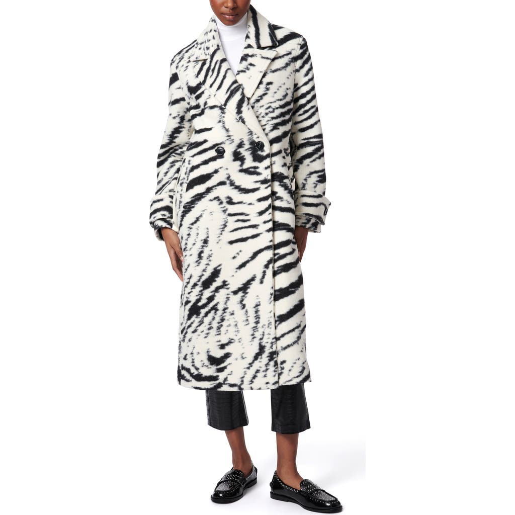 Bernardo Bengal Tiger Stripe Double-Breasted Coat In Black/ White - 38% ...
