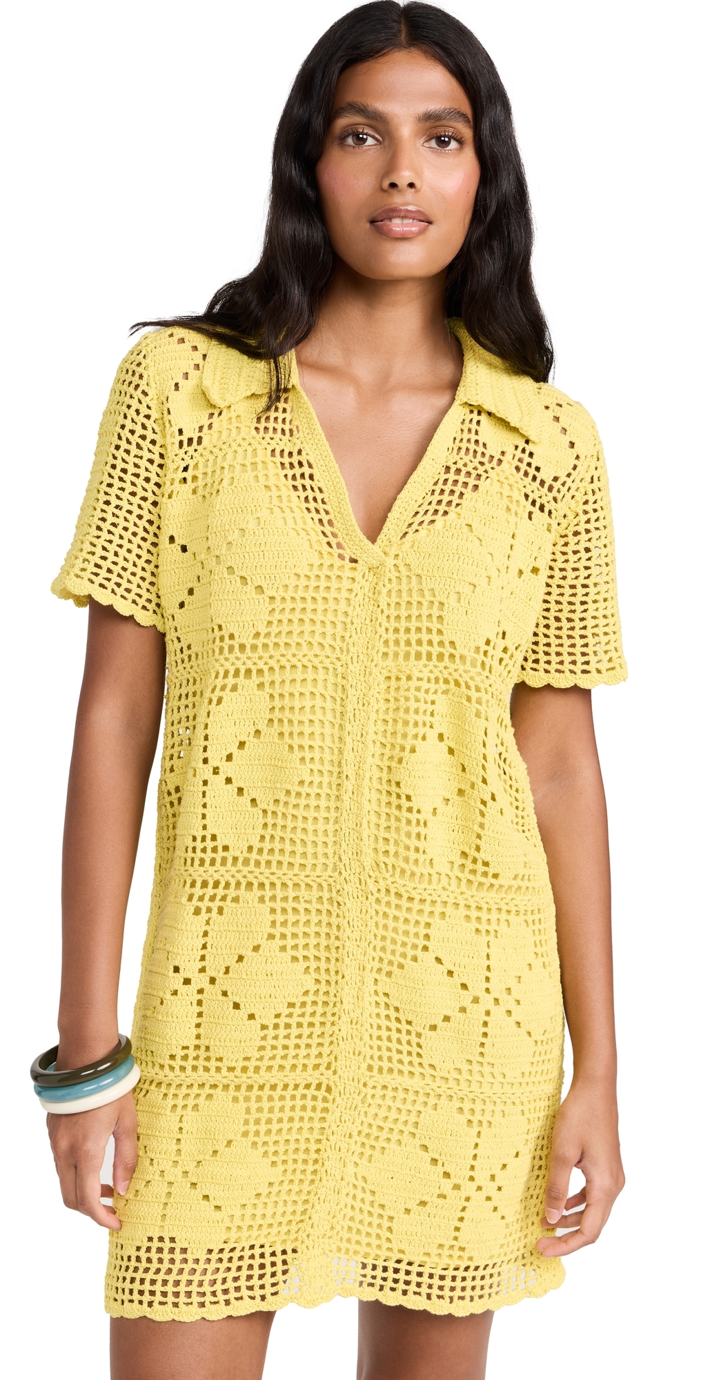 CLEOBELLA Ileana Crochet Mini Dress - Yellow | Editorialist