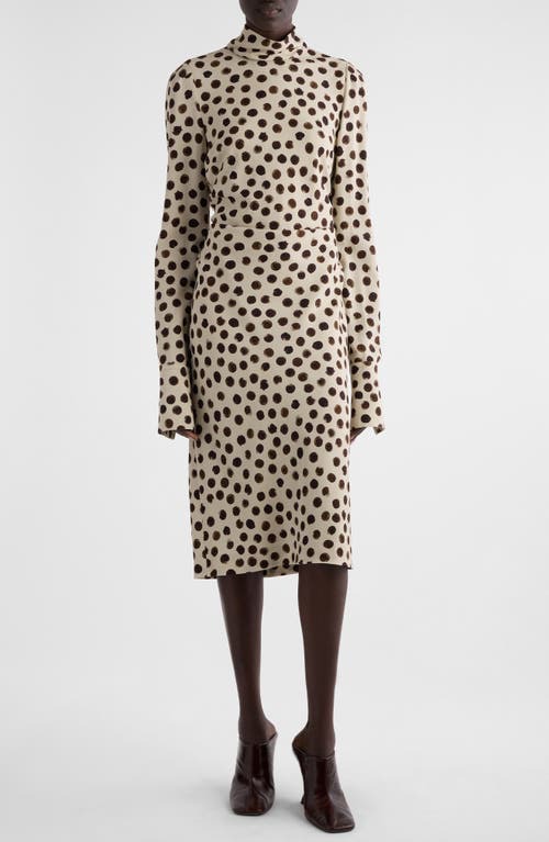 Dries Van Noten Delvet Polka Dot Long Sleeve Tie Waist Dress - Ivory ...