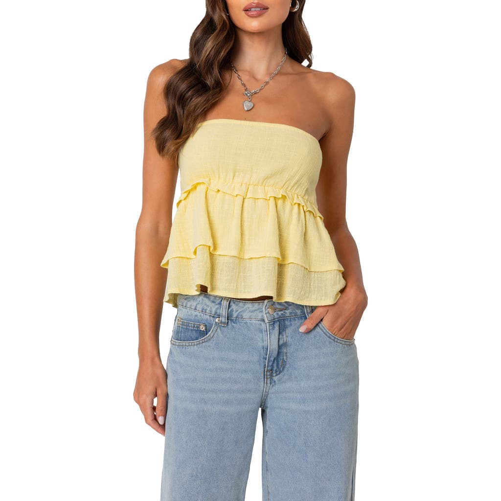 smocked yellow tube top