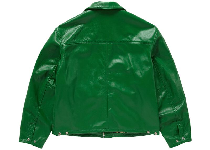 Supreme Schott Leather Racer Jacket - Green | Editorialist 