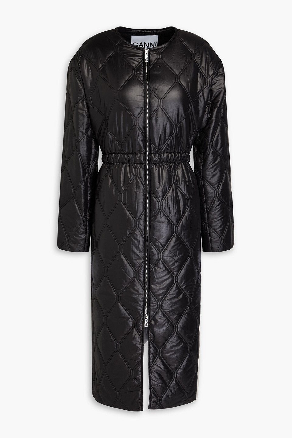 Ganni Quilted Shell Coat In Black - 55% Off | Editorialist