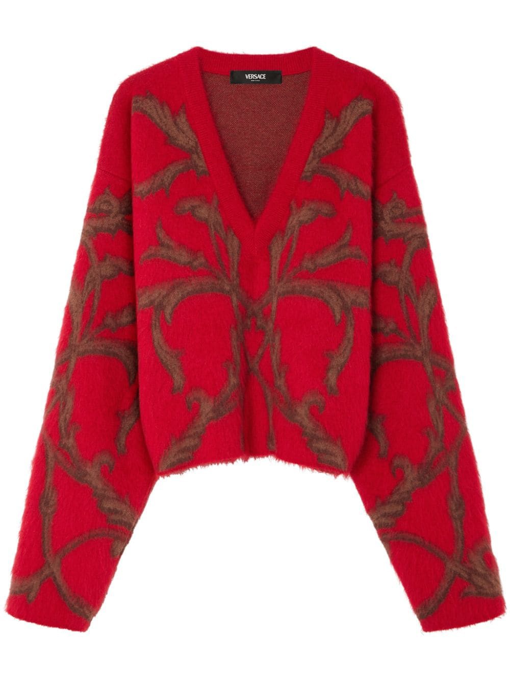 Versace Acanthus Leaves Cardigan - Red | Editorialist