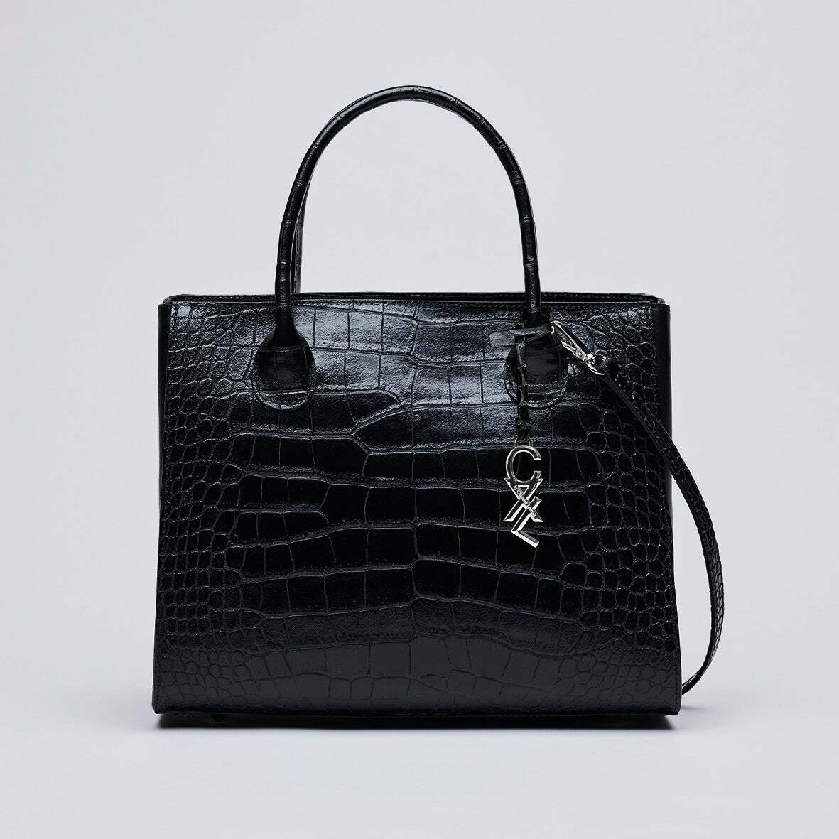 Christian Lacroix Croco Leather Handbag - Black | Editorialist