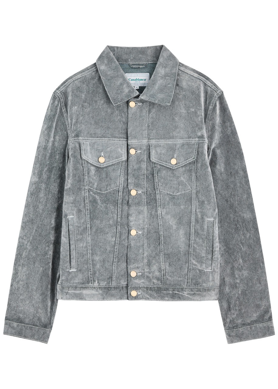 Casablanca Peach Brushed Denim Jacket - Grey | Editorialist