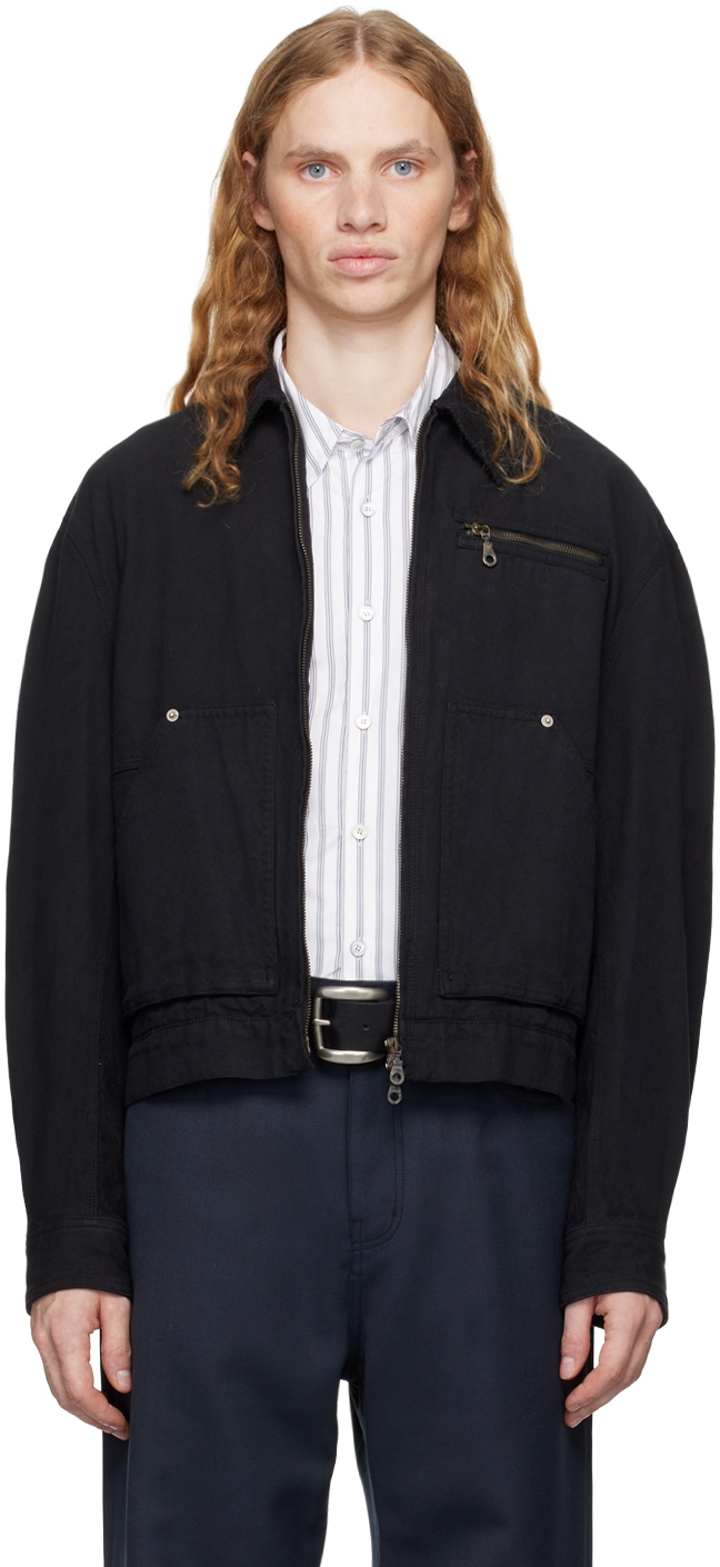 Coor Black Over Dying Faded Work Jacket In Washed Black - 11% Off 