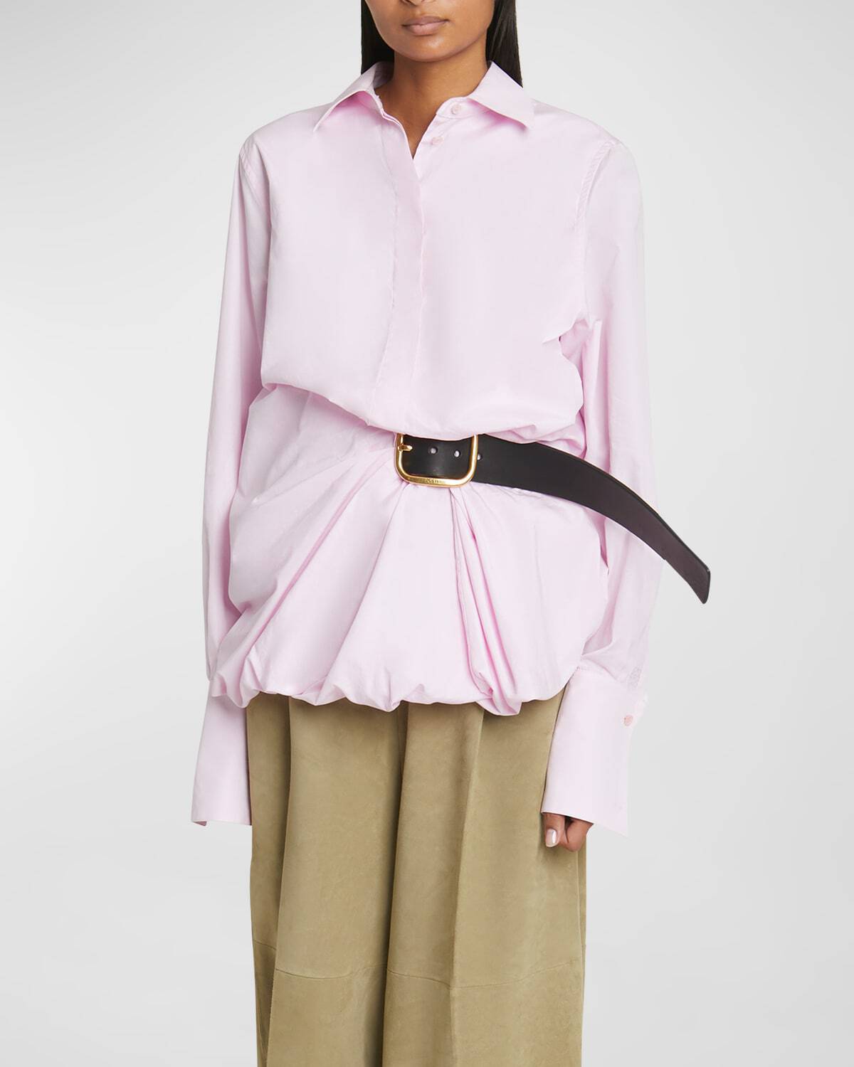 Loewe Belted Balloon-hem Blouse - Pink | Editorialist