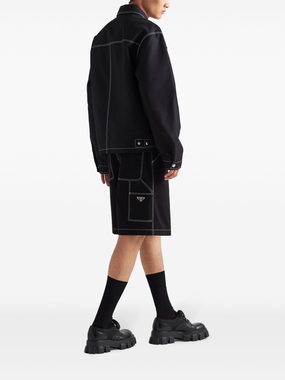 Prada Logo-appliqué Blouso Jacket - Black | Editorialist