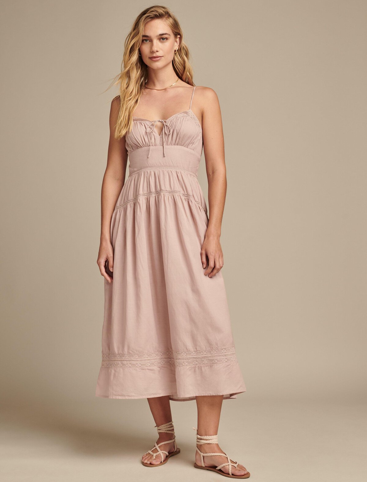 Lucky Brand Lace Trim Ruffle Shoulder Flounce Floral Mini Dress main image 0