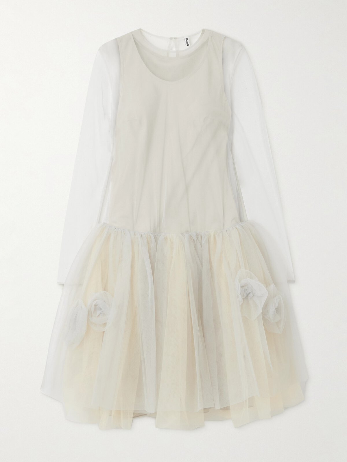 MOLLY GODDARD Layered Ruffled Tulle Dress - Neutrals | Editorialist
