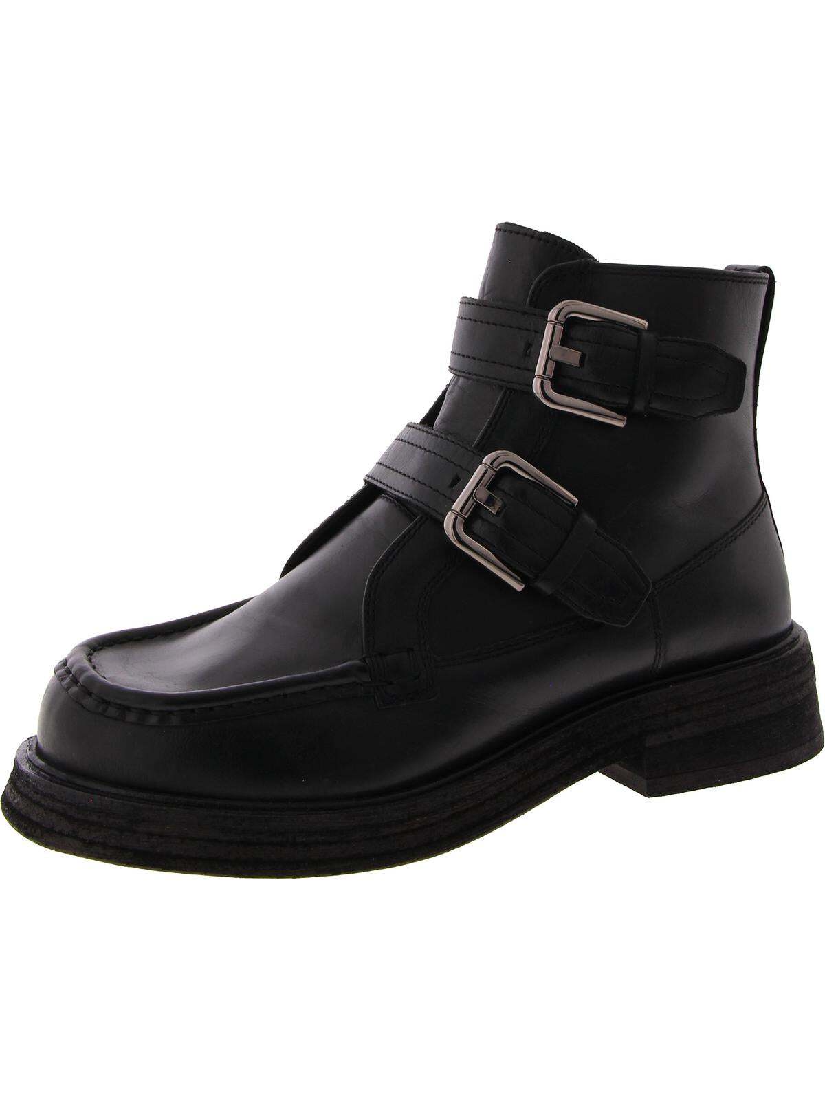 Buy Free People Isla Leather Buckle Motorcycle Boots - Black At 16% Off ...