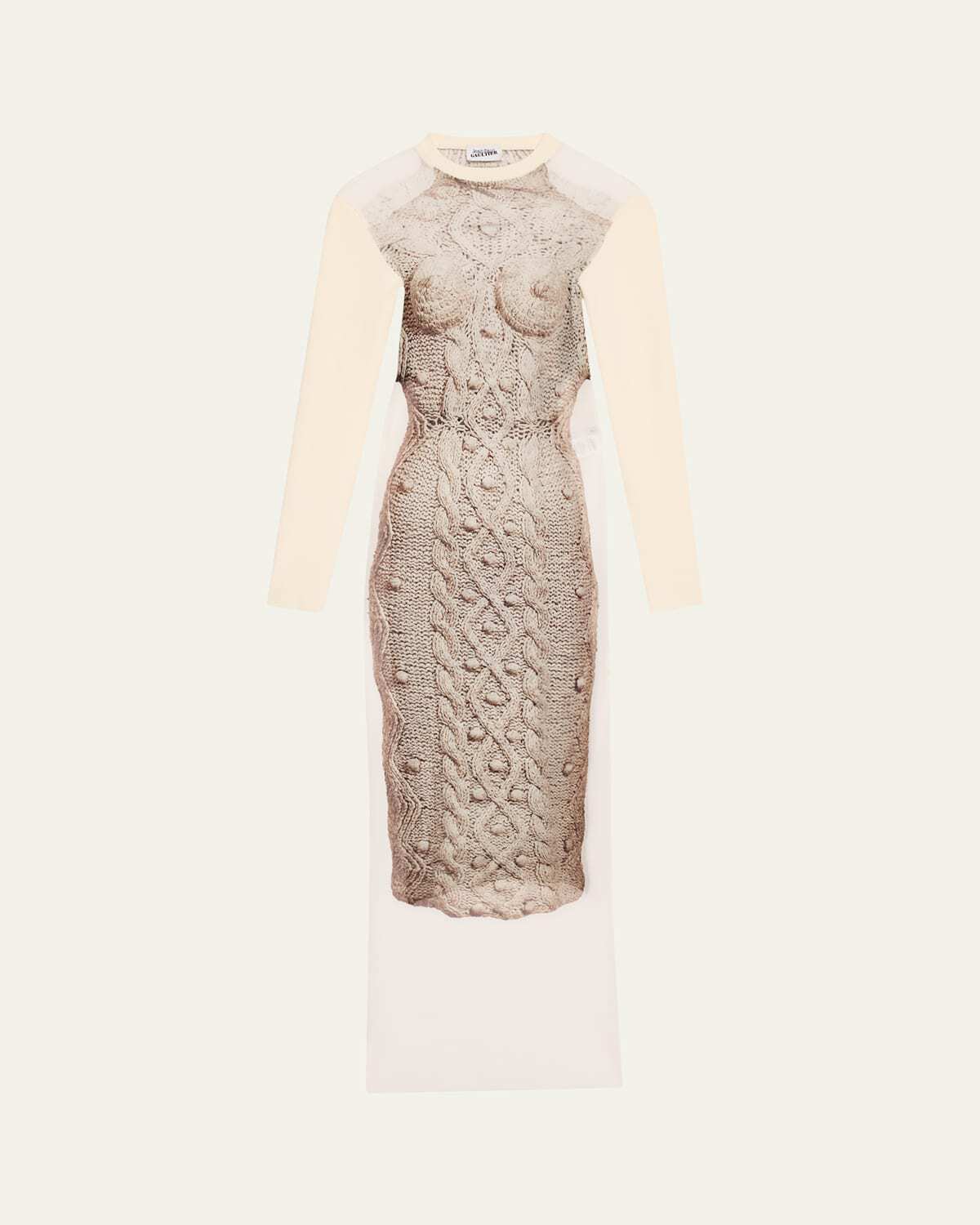 Jean Paul Gaultier Conical Bra Cable-knit Print Mesh Maxi Dress With ...