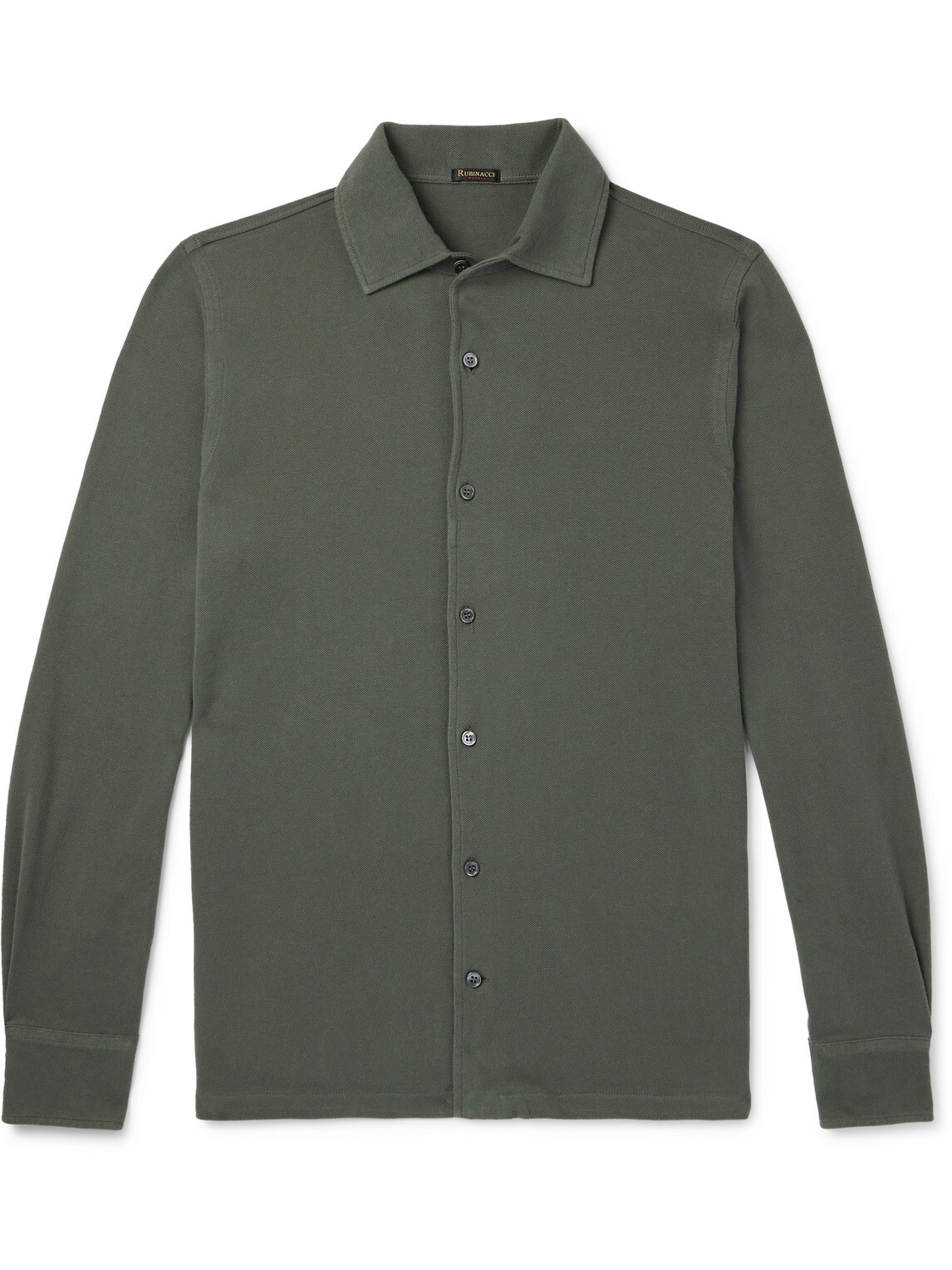 Rubinacci Cotton-Piqué Shirt In Green 40% Off Editorialist