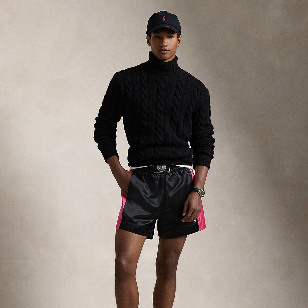 Ralph Lauren Pink Pony Satin Boxing Short - Polo Black/Blaze Fuchsia ...