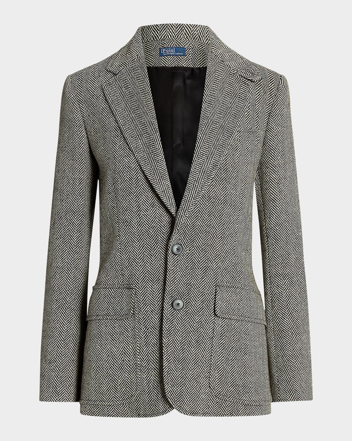 Ralph Lauren Herringbone Linen-blend Blazer - Blackcream Herringbone ...