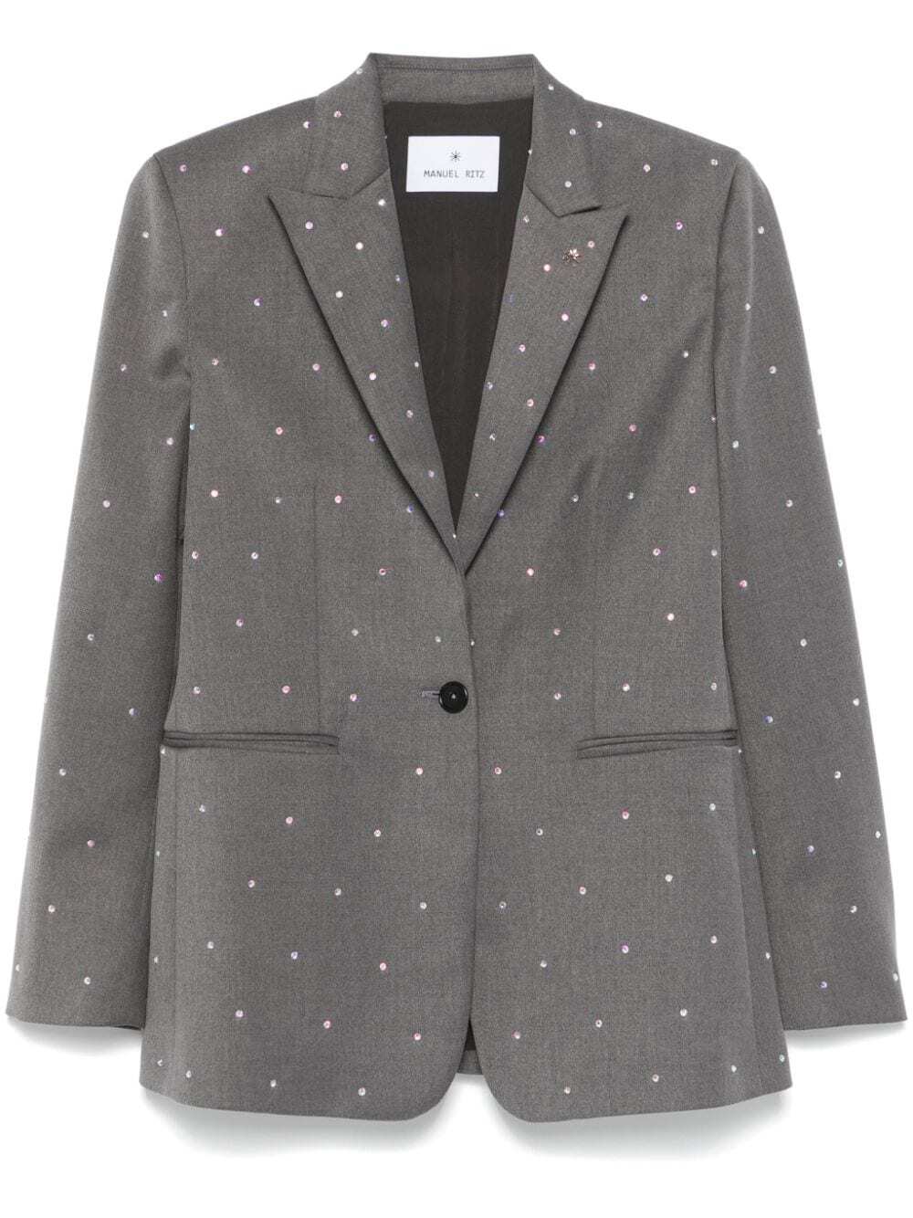 MANUEL RITZ Crystal-appliqué Blazer - Grey | Editorialist