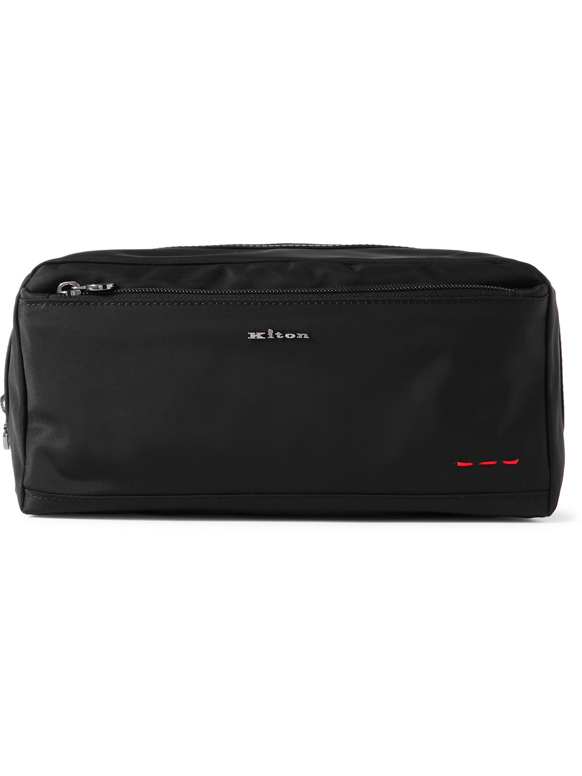 Kiton Leather-Trimmed Shell Wash Bag - Black | Editorialist