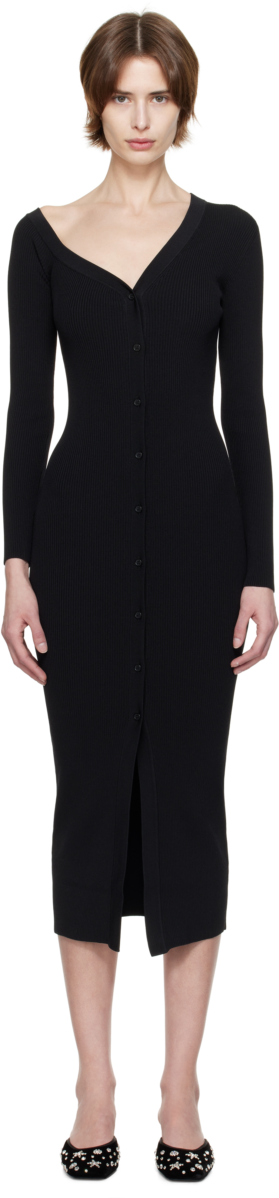 Staud Black Craftsman Sweater Midi Dress - Blk Black | Editorialist
