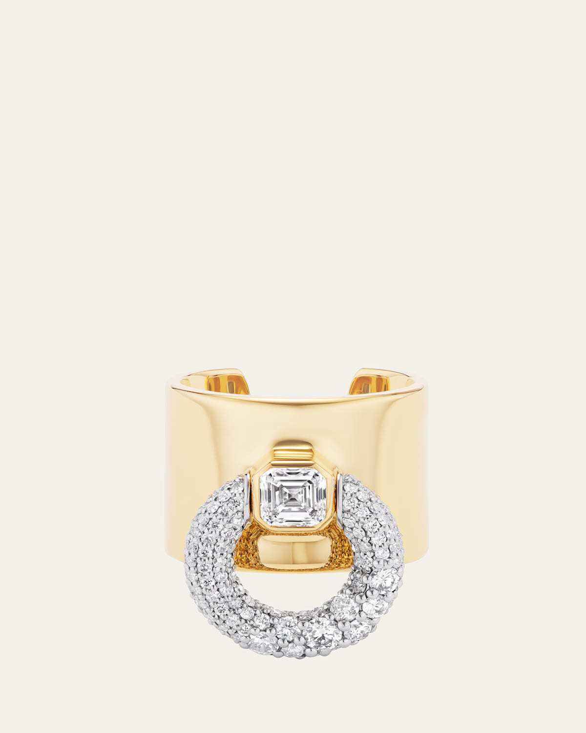 Uniform Object Knocker Cuff Ring With Diamonds - Yg | Editorialist