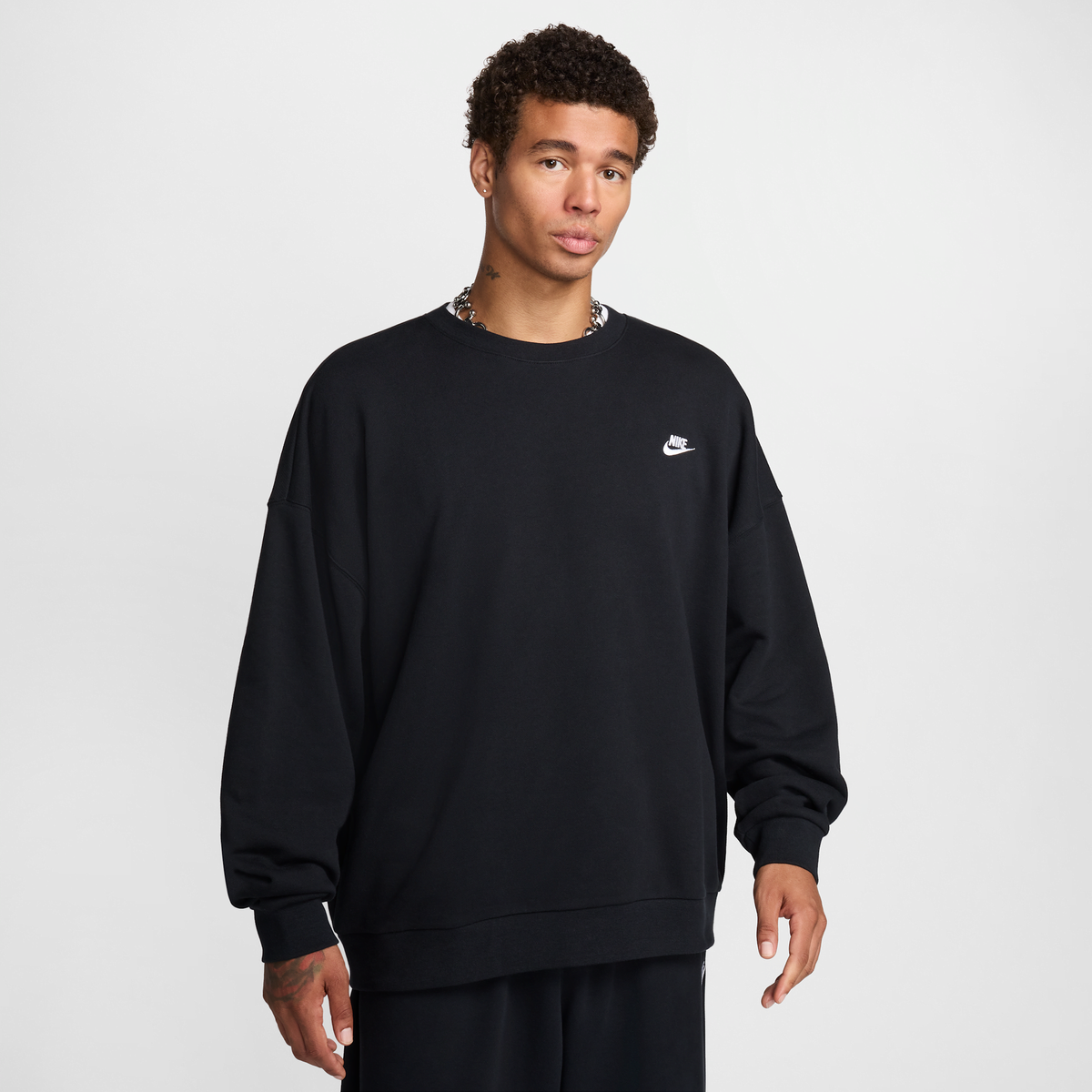 Nike Club Fleece Oversized French Terry Crew In Black - 36% Off ...