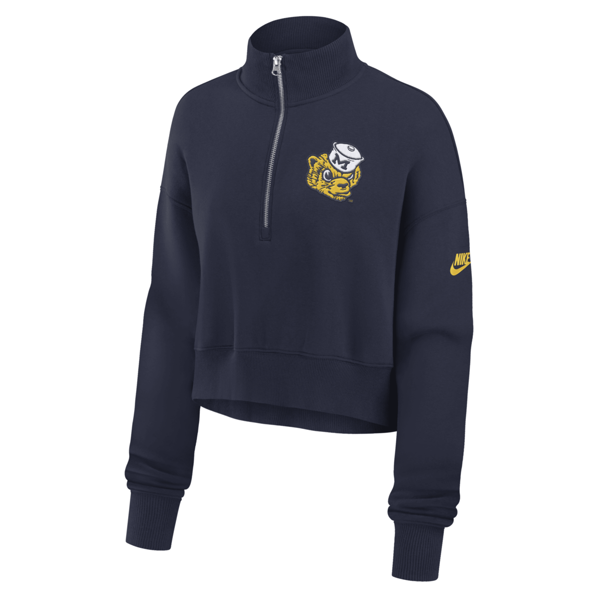 Nike Michigan Wolverines Legacy Elevated Logo Cropped 1/4-Zip Crew ...