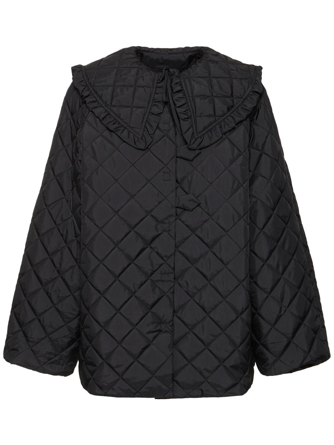 Ganni Quilted Ripstop Jacket - Black | Editorialist