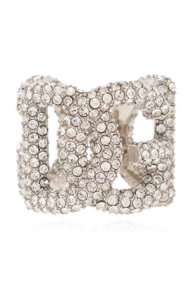 Dolce & Gabbana Dg Embellished Open Back Ring In Silver - 38% Off ...