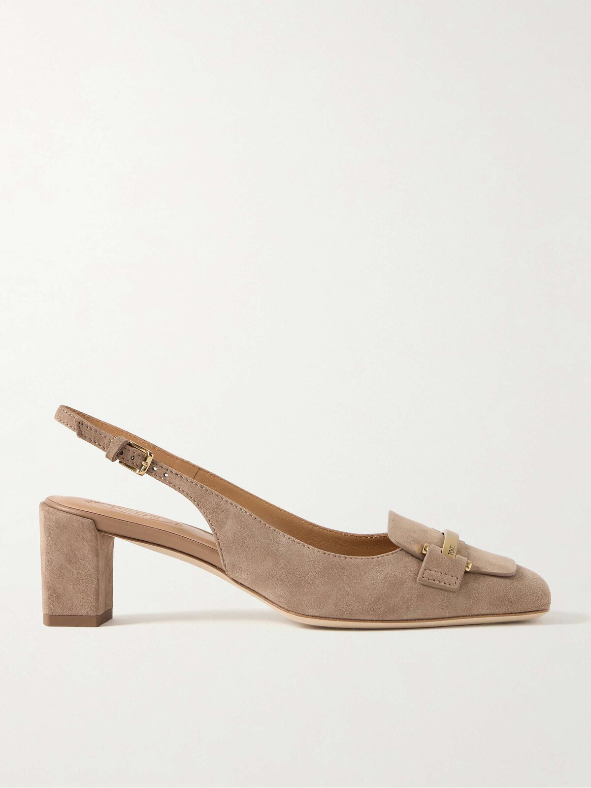 Tod'S Cuoio Embellished Suede Pumps - Beige | Editorialist