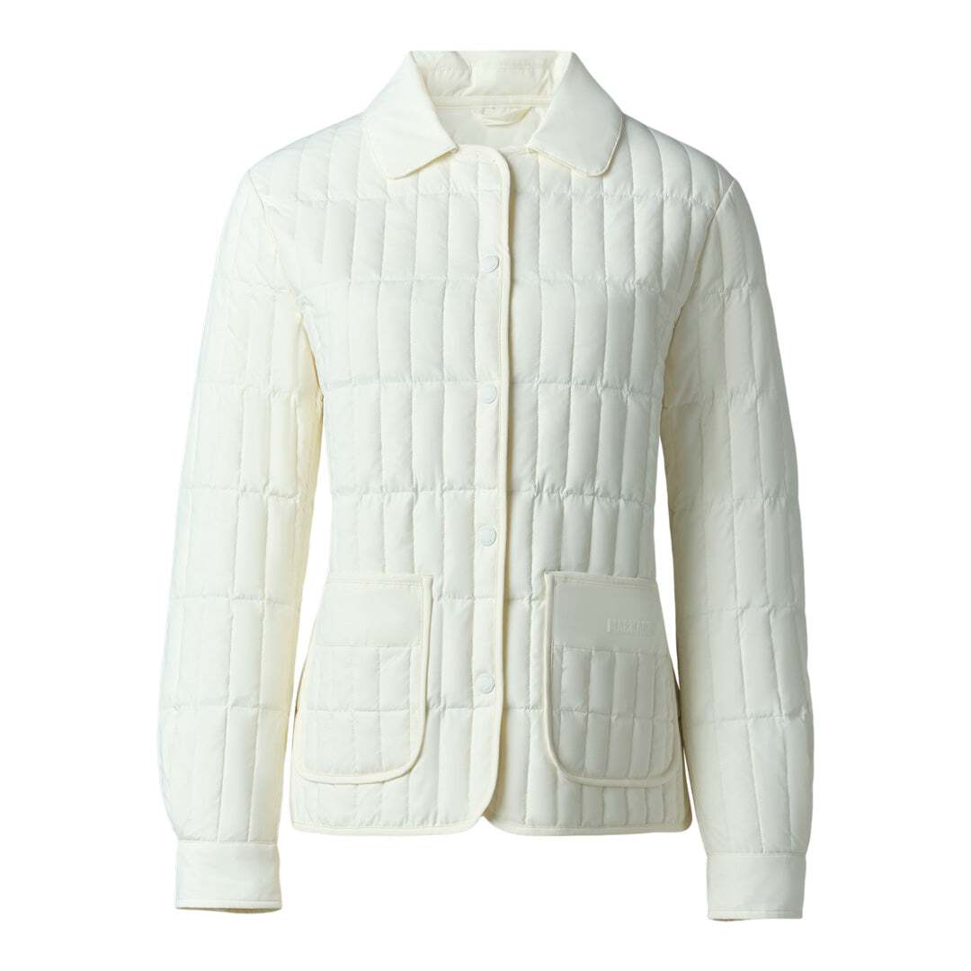 Mackage Sian Vertical Quilted Jacket With Spread Collar In Cream - 25% ...