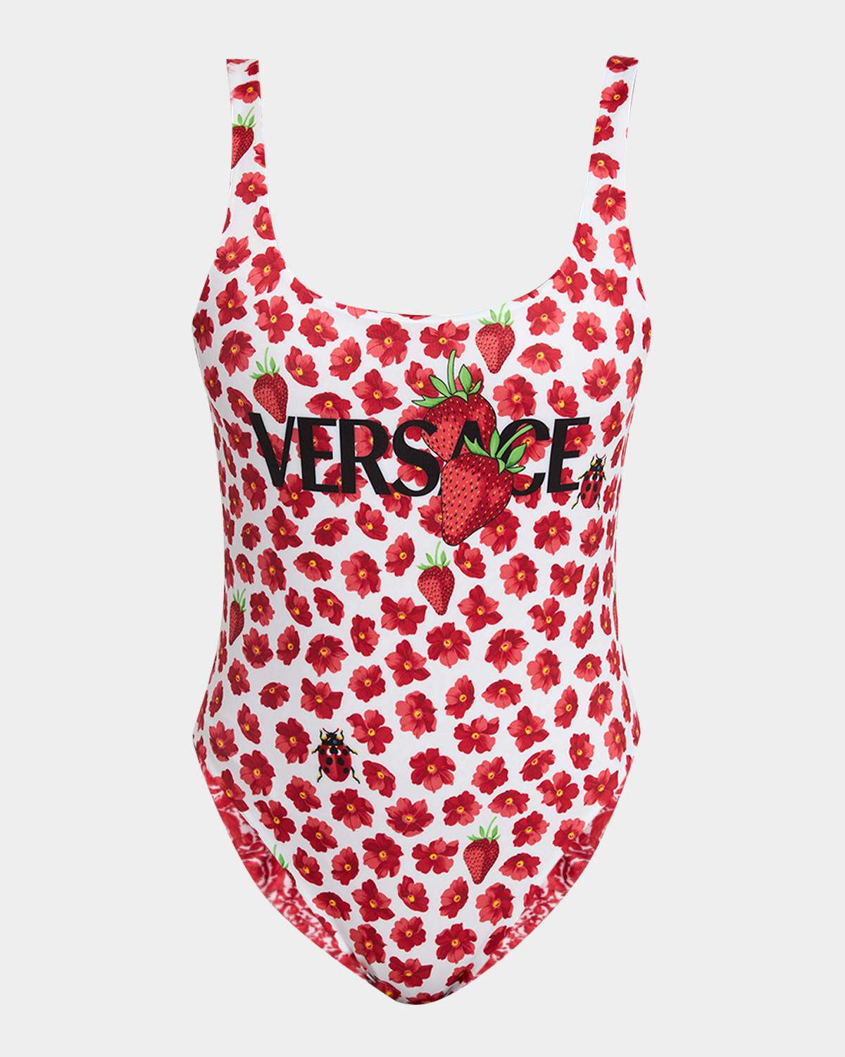 Versace Strawberry Garden Barocco Reversible One-Piece Swimsuit - White ...