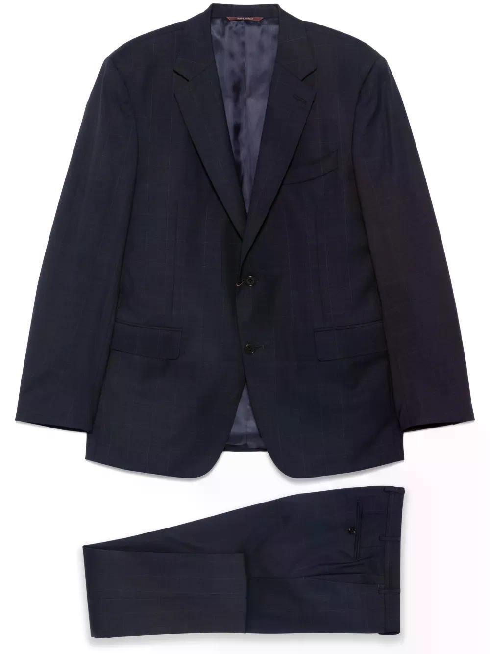 Canali Windowpane-Pattern Suit - Blue | Editorialist