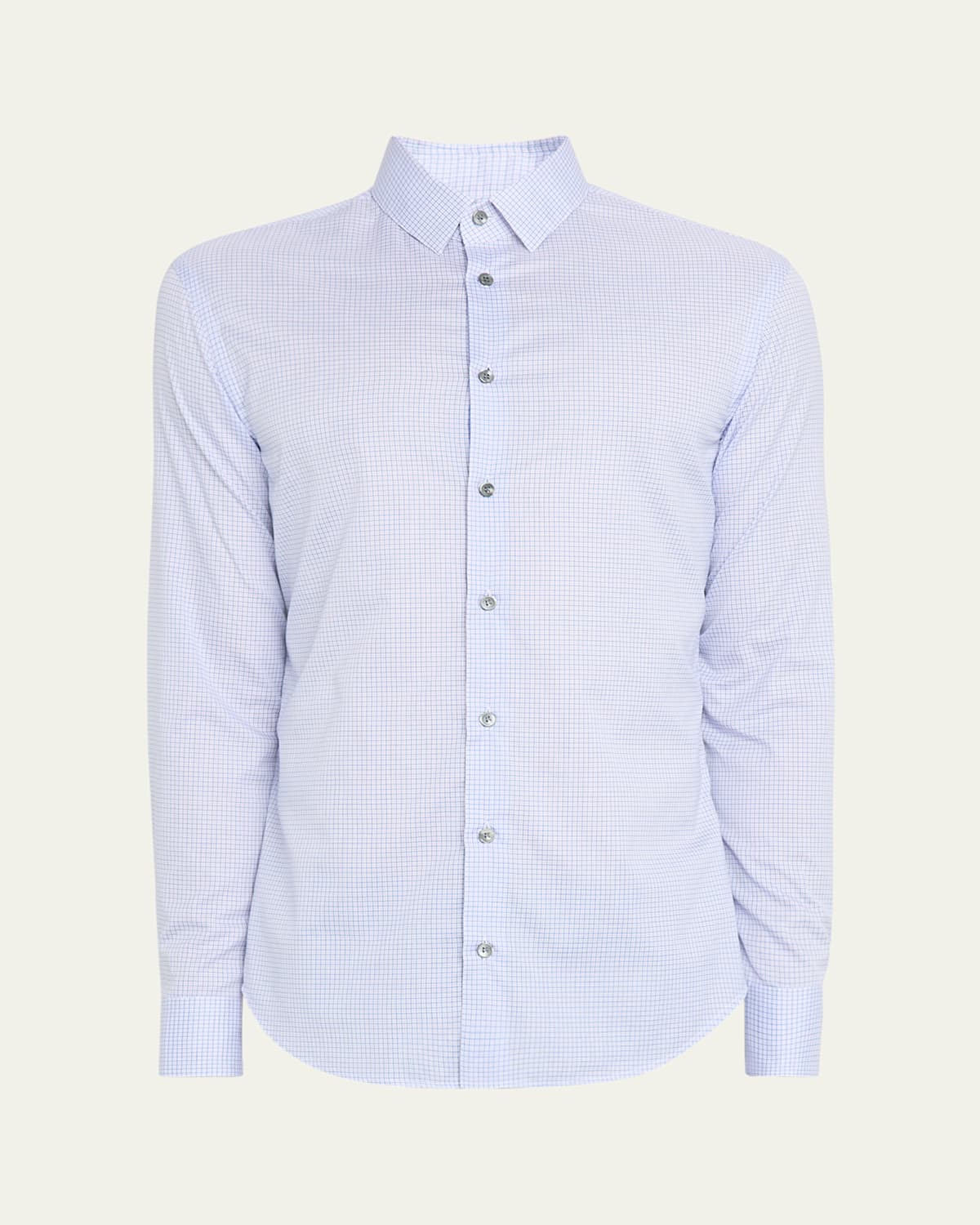 Giorgio Armani Micro-Plaid Cotton Dress Shirt - Solid Lightpastel P ...