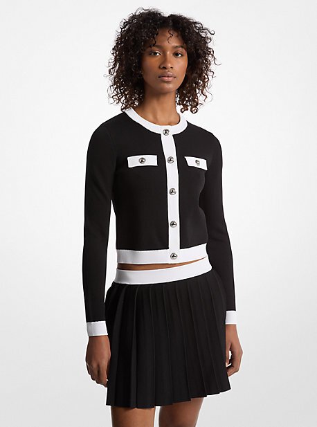 Michael Kors Viscose Blend Snap Cardigan - Black | Editorialist