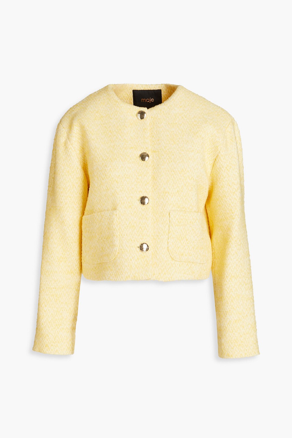 Maje Tweed Jacket In Pastel Yellow - 55% Off | Editorialist