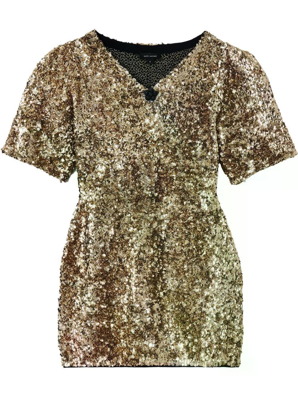 Marc Jacobs Sequin-Embellished Mini Dress - Gold | Editorialist
