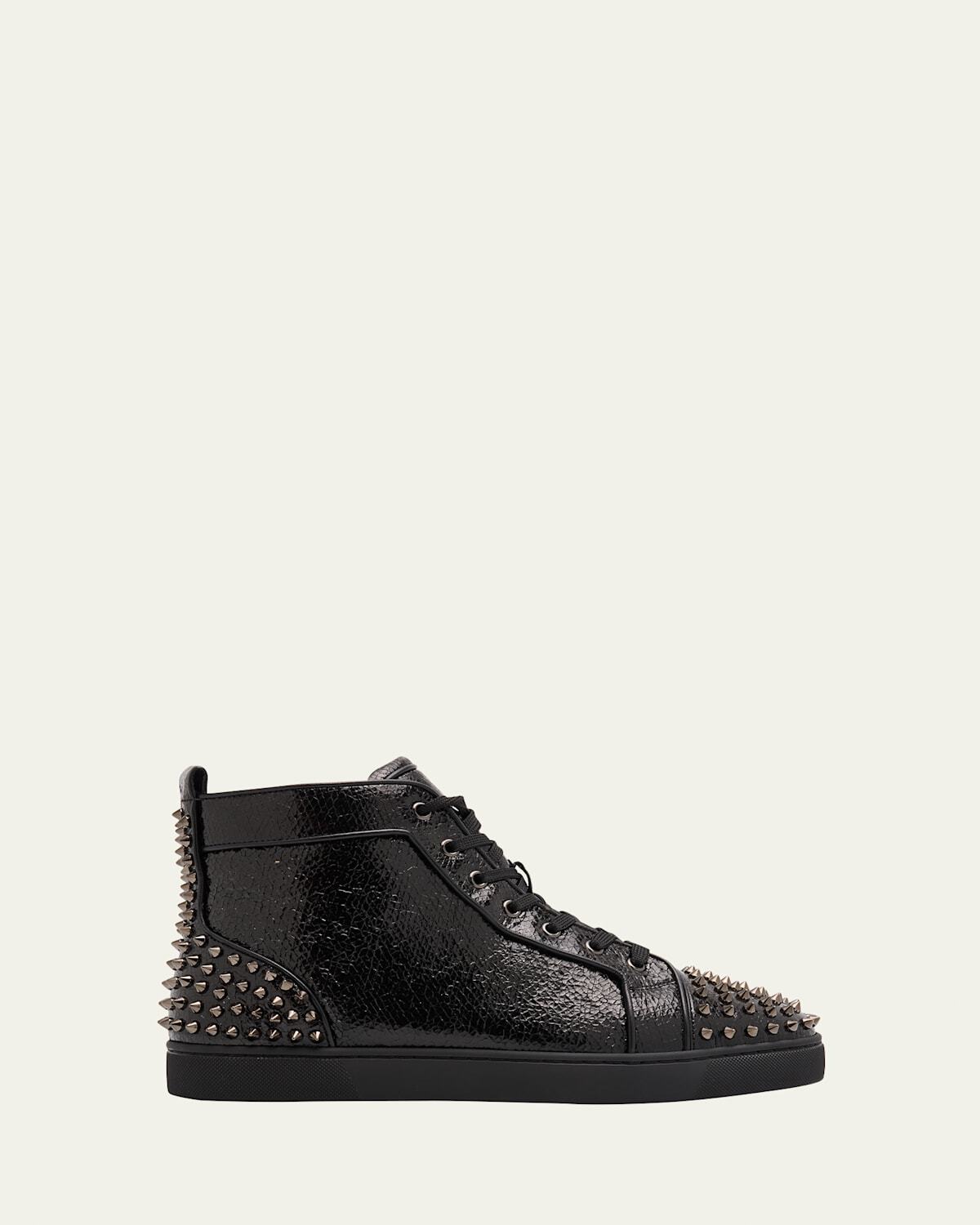 Christian Louboutin Lou Spikes 2 Leather High-Top Sneakers - Black ...