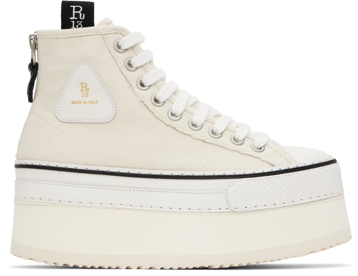 R13 Courtney Platform High-Top Sneakers - Ecru | Editorialist