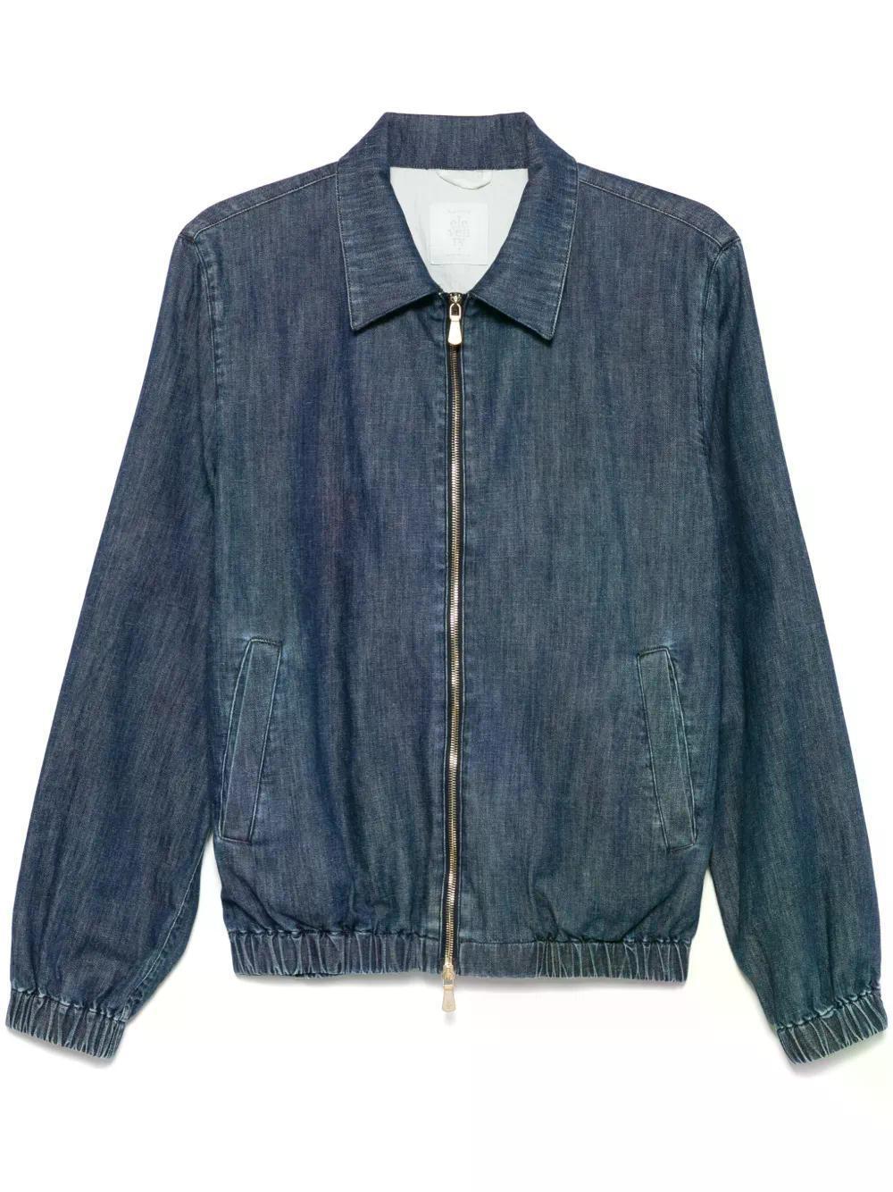 Eleventy Denim Bomber Jacket - Blue | Editorialist