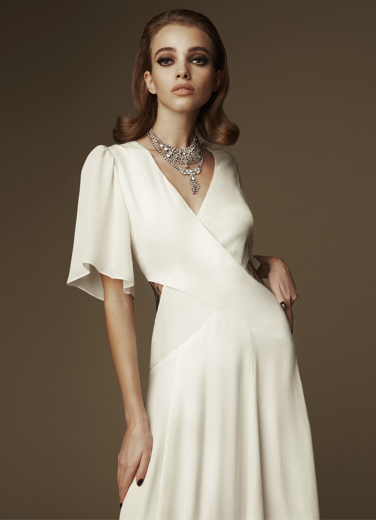 Olivia Palermo's Fashion Collection_White Short Sleeves Gown Backless