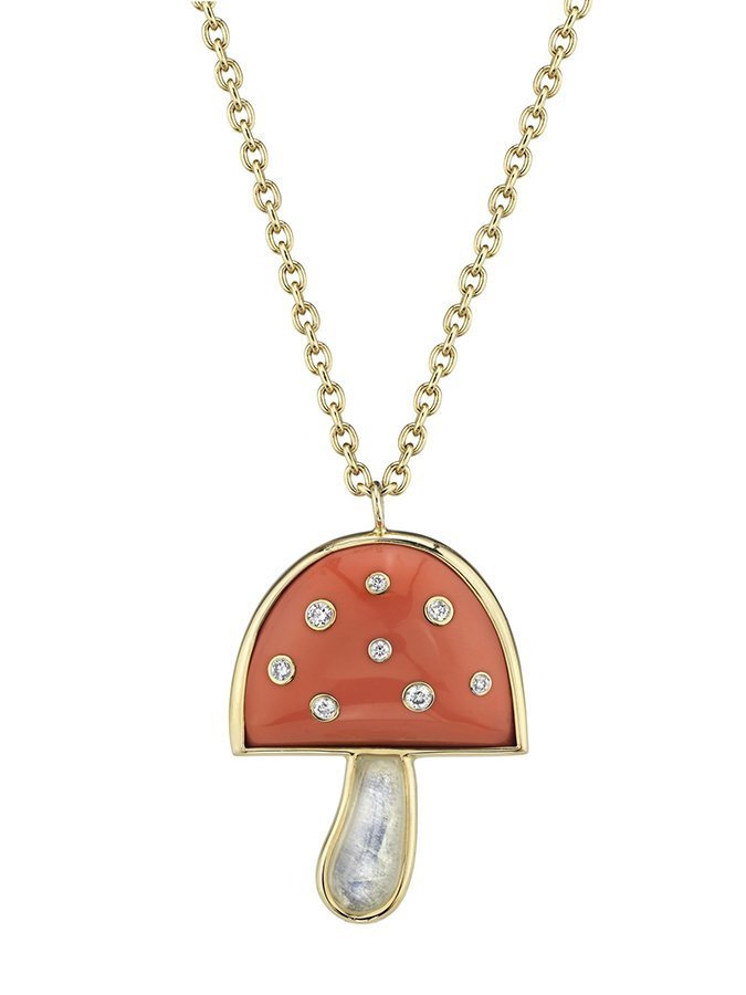 No Kid Hungry Jewelry Designers_0016_4 Diamond Magic Mushroom Pendant on 32” Chain Brent Neale - Diamond Magic Mushroom Pendant on 32