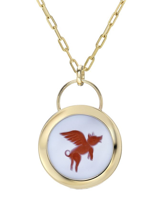 No Kid Hungry Jewelry Designers_0017_AGATE Retrouvaí - Flying Pig Signature Padlock Intaglio