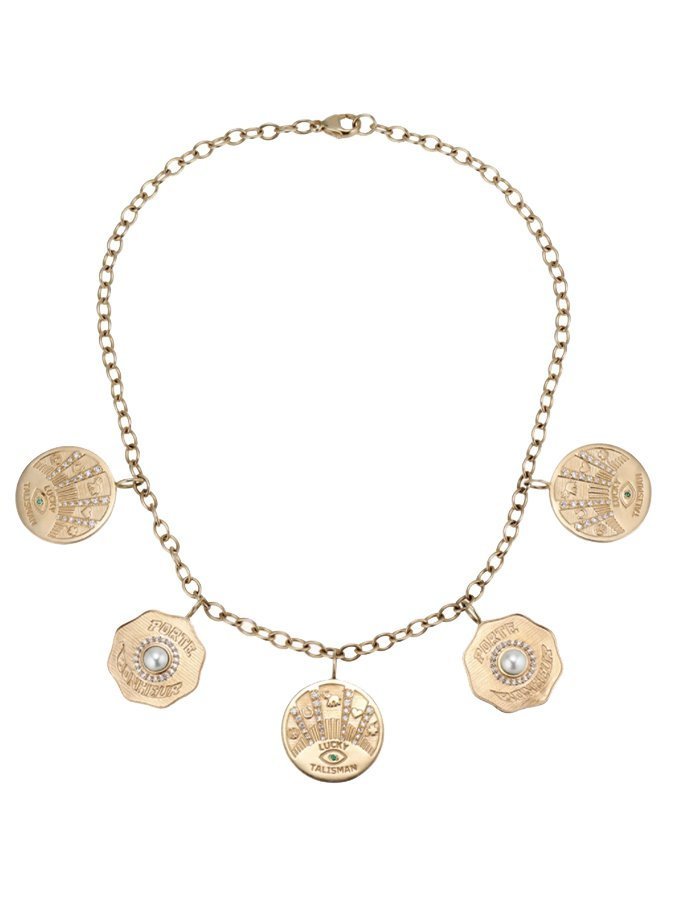 No Kid Hungry Jewelry Designers_0023_1 La Trouvaille 5 Coin Necklace Marlo Laz - La Trouvaille 5 Coin Necklace