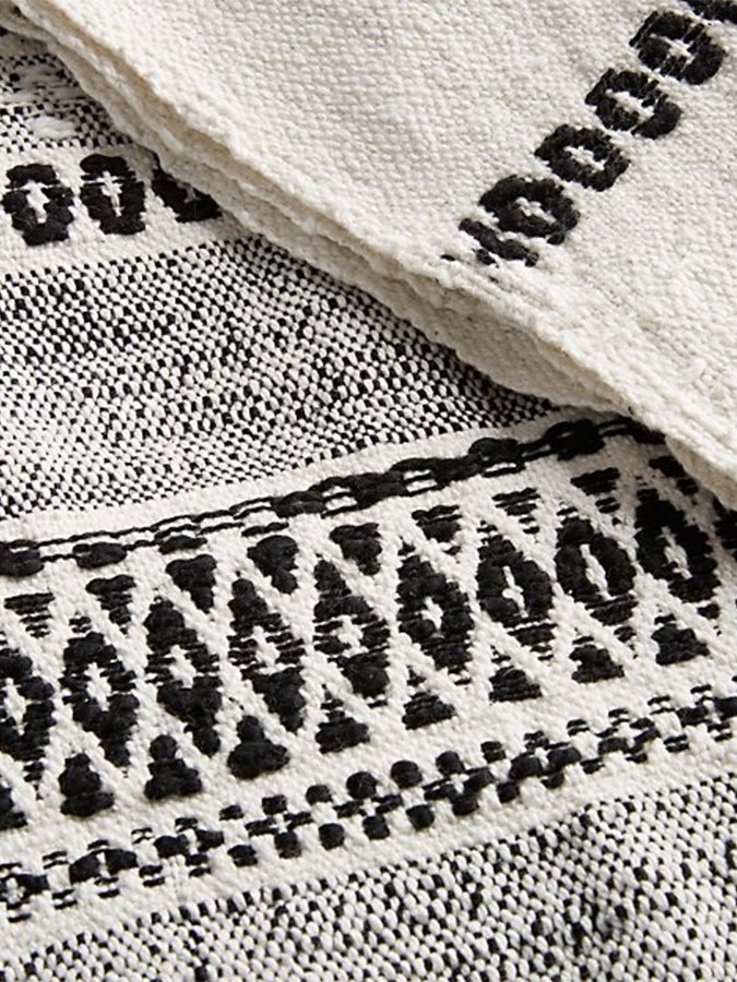 Room Decor_0003_23b JEMA BLACK AND WHITE THROW WITH TASSELS CB2 Exclusive CB2 - Jemma Black and White Throw Blanket