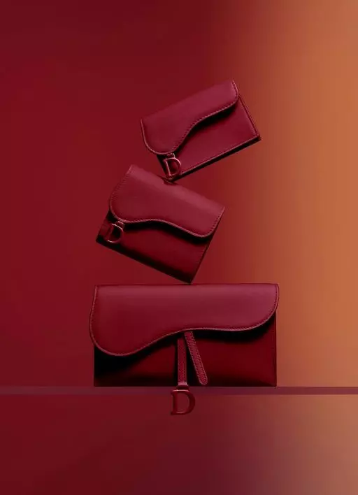 Dior Ultra Matte Cherry Red Saddle Bag Belt Clutch Wallet