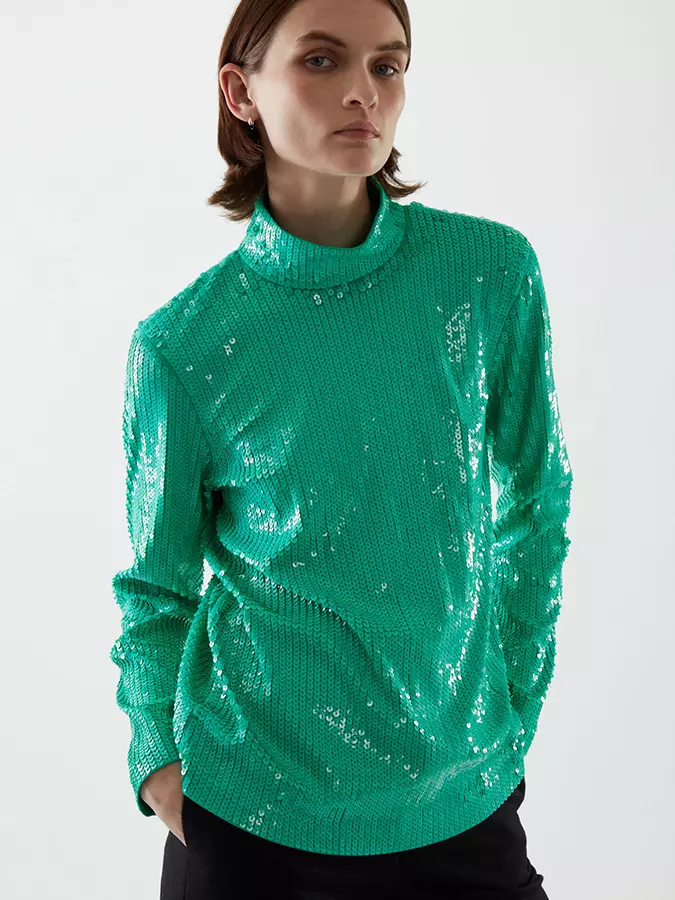 Cos - High Neck Sequin Top