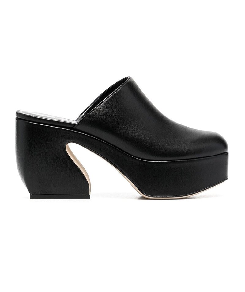 black platform clogs