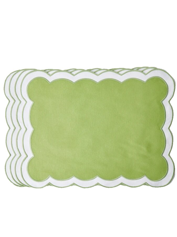 Mrs. Alice - Serena Appliqué Green Placemats (Set of 4)
